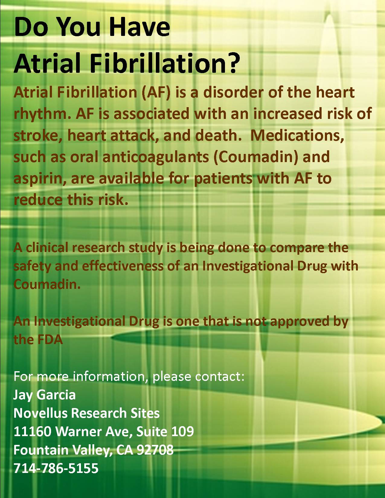 Atrial Fibrillation Patients Needed for Clinical Trial